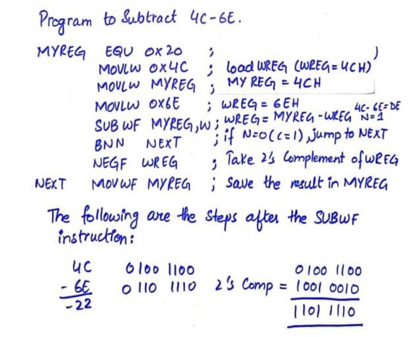 How To Perform Subtraction Of Unsigned Numbers In Pic Microcontroller 8804