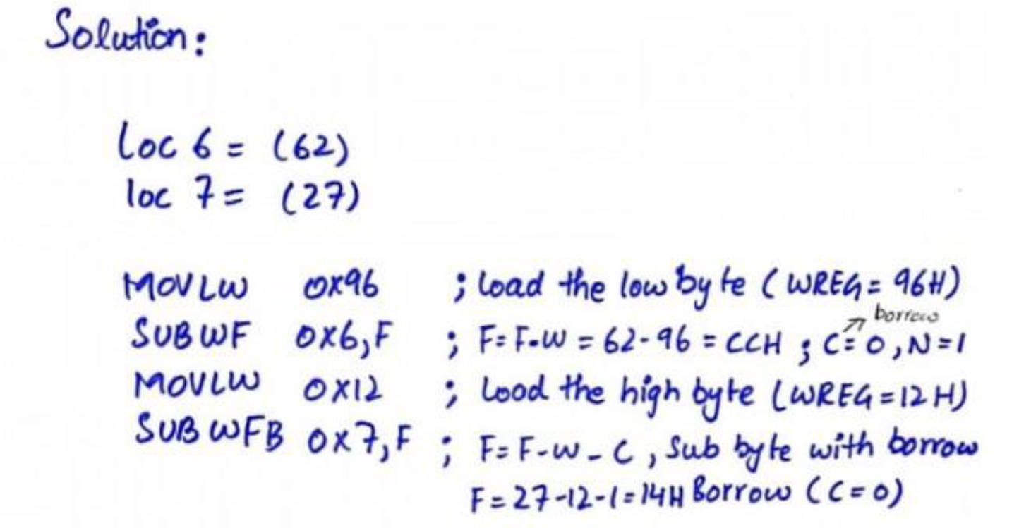 How To Perform Subtraction Of Unsigned Numbers In Pic Microcontroller 3315